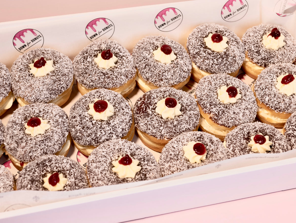 21 Chocolate Lamington Donuts – Down for Donuts